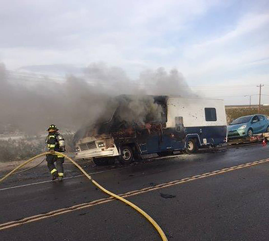 Pahrump fire crews rescue woman on roof | Pahrump Valley Times